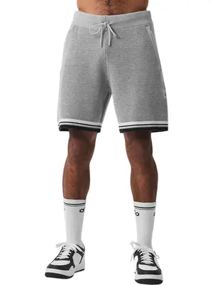 Alo Yoga 7" Sports Club Sweater Knit Basketball Short Top - Athletic Heather Grey