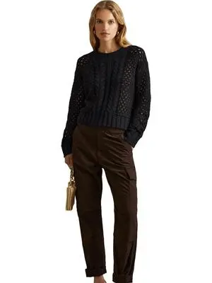 REISS Marie Cable Knit Jumper - Navy