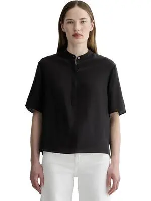 Everlane Washable Silk Popover Top - Black