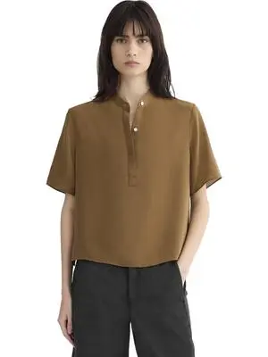 Everlane Washable Silk Popover Top - Toffee