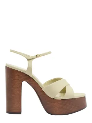 Saint Laurent Bianca 125 Canvas Platform Sandals - Beige