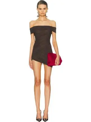 SEROYA Deniz Mesh Mini Dress - Ash Brown