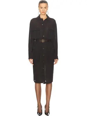 Saint Laurent Midi Shirt Dress - Chocolat