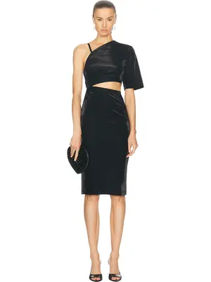 Moschino One Shoulder Cut Out Dress - Black