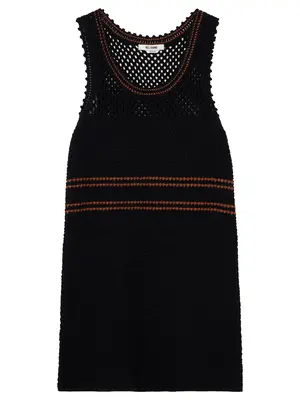 RE/DONE Striped Crocheted Mini Dress - Black
