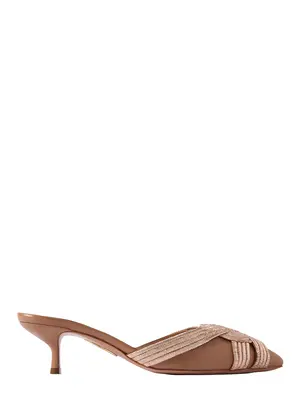 AQUAZZURA Felix 50 Metallic Leather Mules - Pink