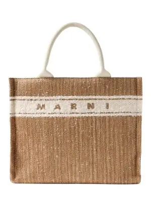 Marni Basket Small Cotton-blend Trimmed Raffia Tote - Brown