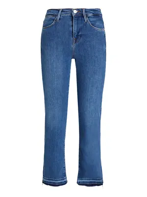 FRAME Le High Cropped High-rise Straight-leg Jeans - Mid Denim