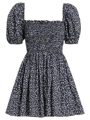 Matteau Floral-print Cotton-poplin Mini Dress - Navy