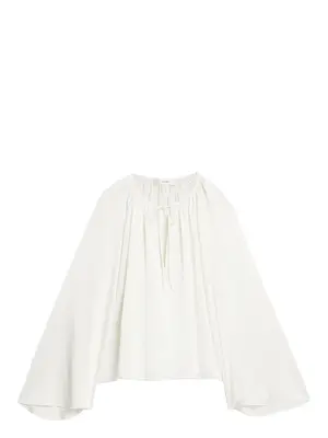 FRAME Satin Tie-fastening Blouse - Ivory