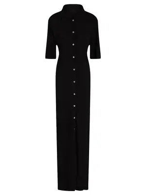 Bite Studios Openback Jersey Maxi Shirt Dress - Black
