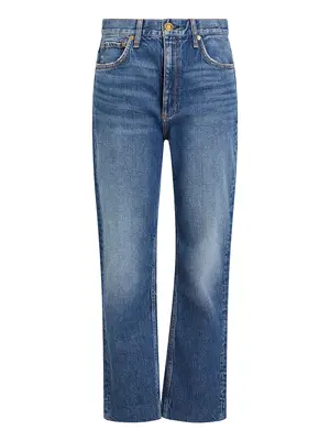 Rag & Bone Cropped High-rise Straight-leg Jeans - Mid Denim