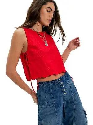 Free People Faded Gardens Tank - High Risk Red