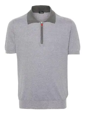 Kiton Striped Cotton Polo Shirt - Grey