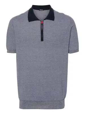 Kiton Striped Cotton Polo Shirt - Blue