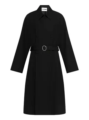 JIL SANDER Wool Trench Coat - Black
