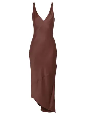 JW Anderson V-neck Satin Midi Dress - Brown