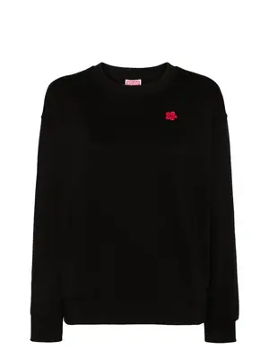 Kenzo Boke Flower-patch Cotton Sweatshirt - Black
