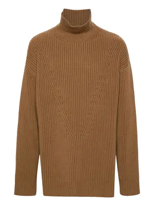 JIL SANDER Roll-neck Wool Jumper - Brown