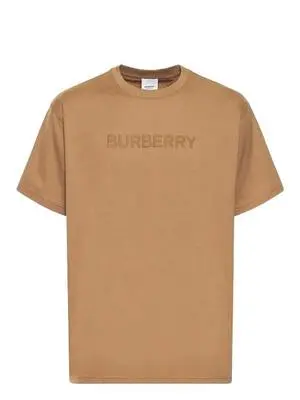 Burberry Logo Print Cotton T-shirt Camel