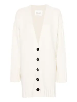 JIL SANDER V-neck Cashmere Cardigan - White