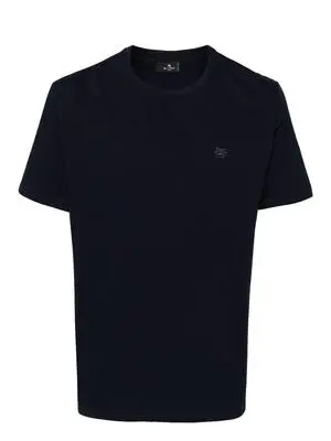 Etro Pegaso-embroidered Cotton T-shirt - Blue