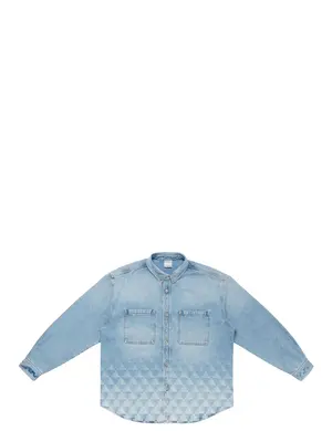 COUNTY OF MILAN Laser Cross Denim Overshirt - Blue