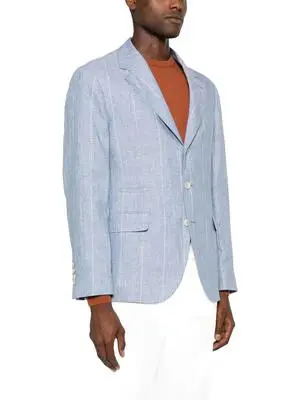 Brunello Cucinelli Striped Linen Blazer - Blue