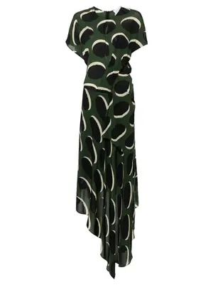 Colville Graphic-print Draped Midi Dress - Green