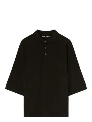 Palm Angels Logo-print Cotton Polo Shirt - Black