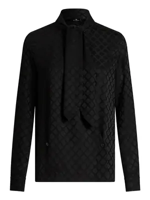Etro Scarf-collar Jacquard Shirt - Black
