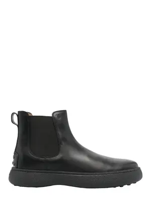 TOD'S Logo-debossed Leather Boots - Black