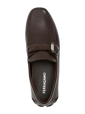 FERRAGAMO Calipso Gancini Leather Drivers - Testa Di Moro