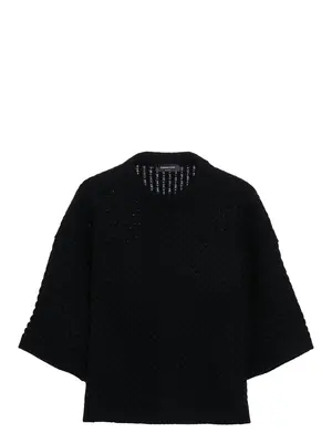 Fabiana Filippi Grid-stitch Knit T-shirt - Black