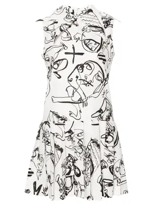 CHARLES JEFFREY Abstract Printed Mini Dress - White