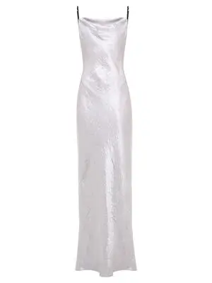 Anna October Lucie Crinkled Satin Maxi Dress - Silver
