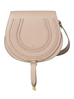 Chloé Marcie Saddle Bag In Grained Leather Beige