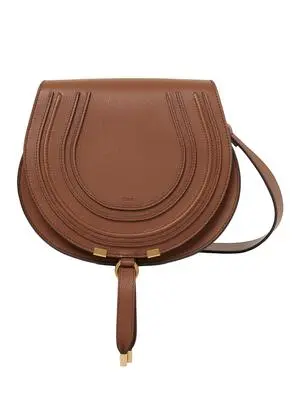 Chloé Marcie Saddle Bag In Grained Leather Brown