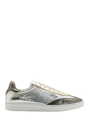 ALLSAINTS AllSaints Thelma Metallic Leather Low Top Sneakers Silver Multi