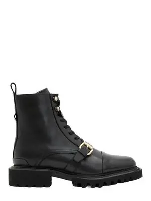 ALLSAINTS Tori Leather Boots - Black / Warm Brass
