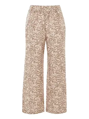 Whistles Palm-print Linen-blend Trousers - Cream