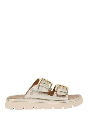 Carvela Pavilion Buckle-strap Metallic-leather Sandals - Gold