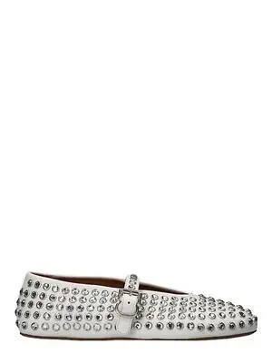 Alaïa Rhinestone-embellished Leather Ballet Flats - White