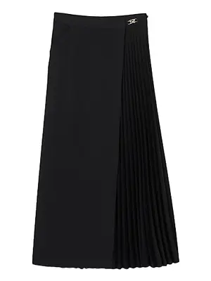 Sandro Chain-embellished Pleated Woven Maxi Skirt - Noir / Gris