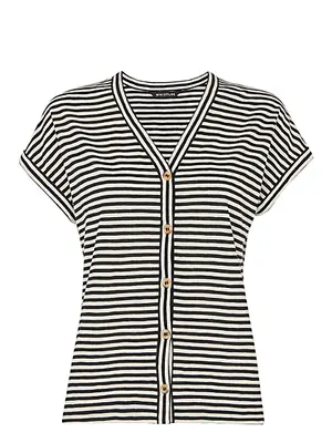 Whistles Relaxed-fit Striped Cotton Top - Black