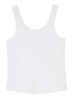 Sandro Rhinestone-embellished Stretch-cotton Tank Top - Naturels