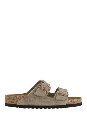 BIRKENSTOCK Arizona Double-Strap Leather Sandals Taupe Suede