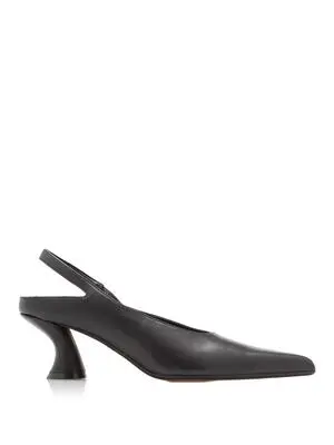 Dries Van Noten Leather Slingback Pumps With Sculptural Heel - Black