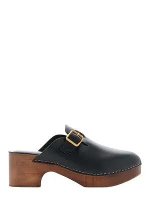 GOLDEN GOOSE Buckle-detailed Leather Clogs - Black