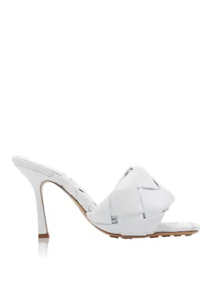 Bottega Veneta Lido Braided Leather Mules White